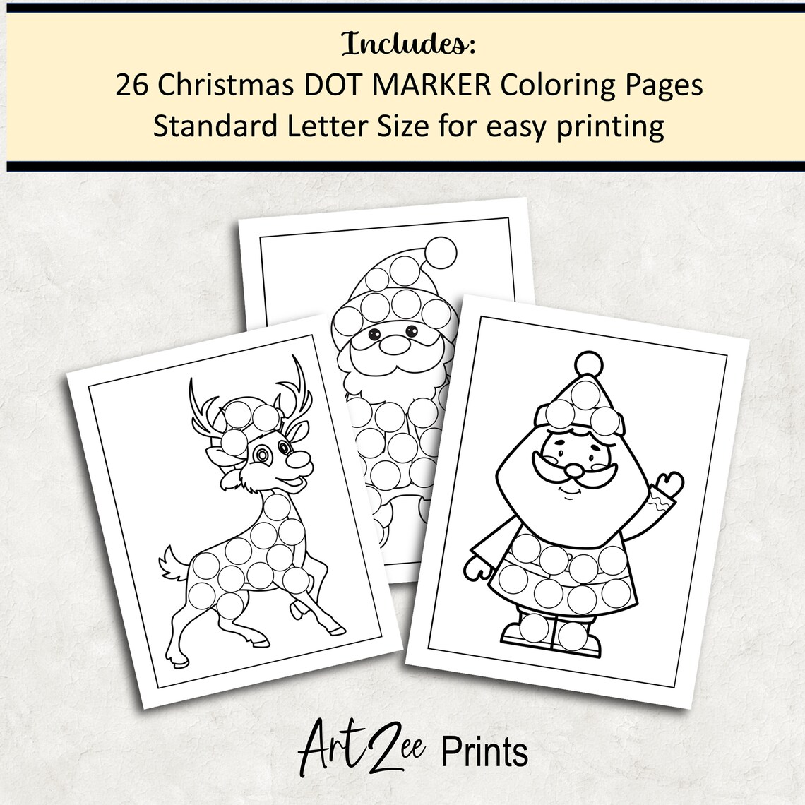 Cute Christmas Dot Marker Coloring Printable Pages for - Etsy