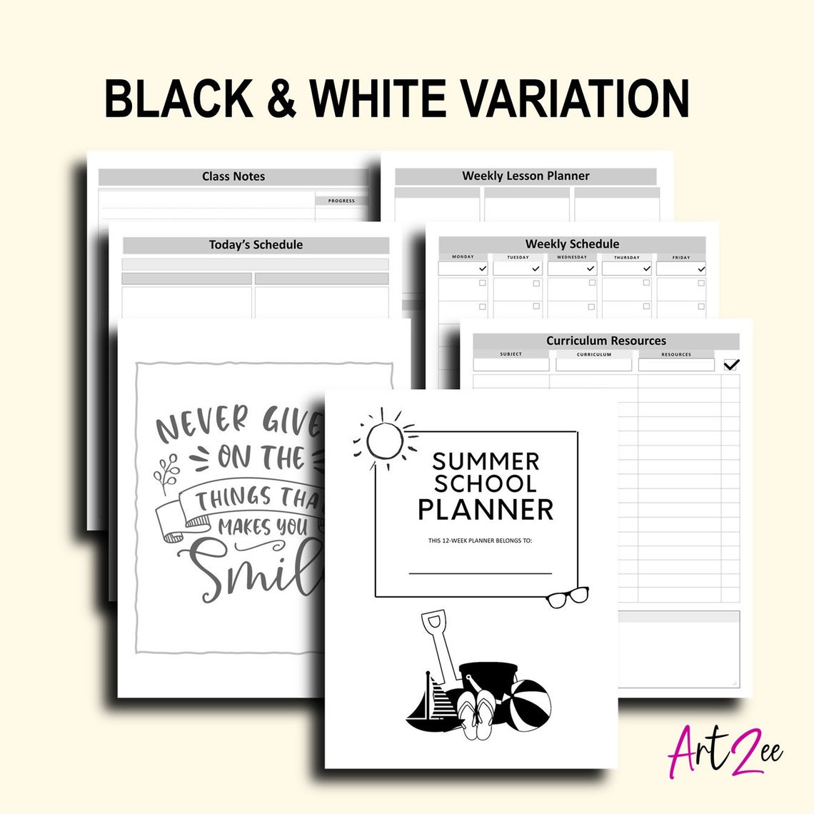 Summer School Planner Printable Undated Calendar Weekly - Etsy