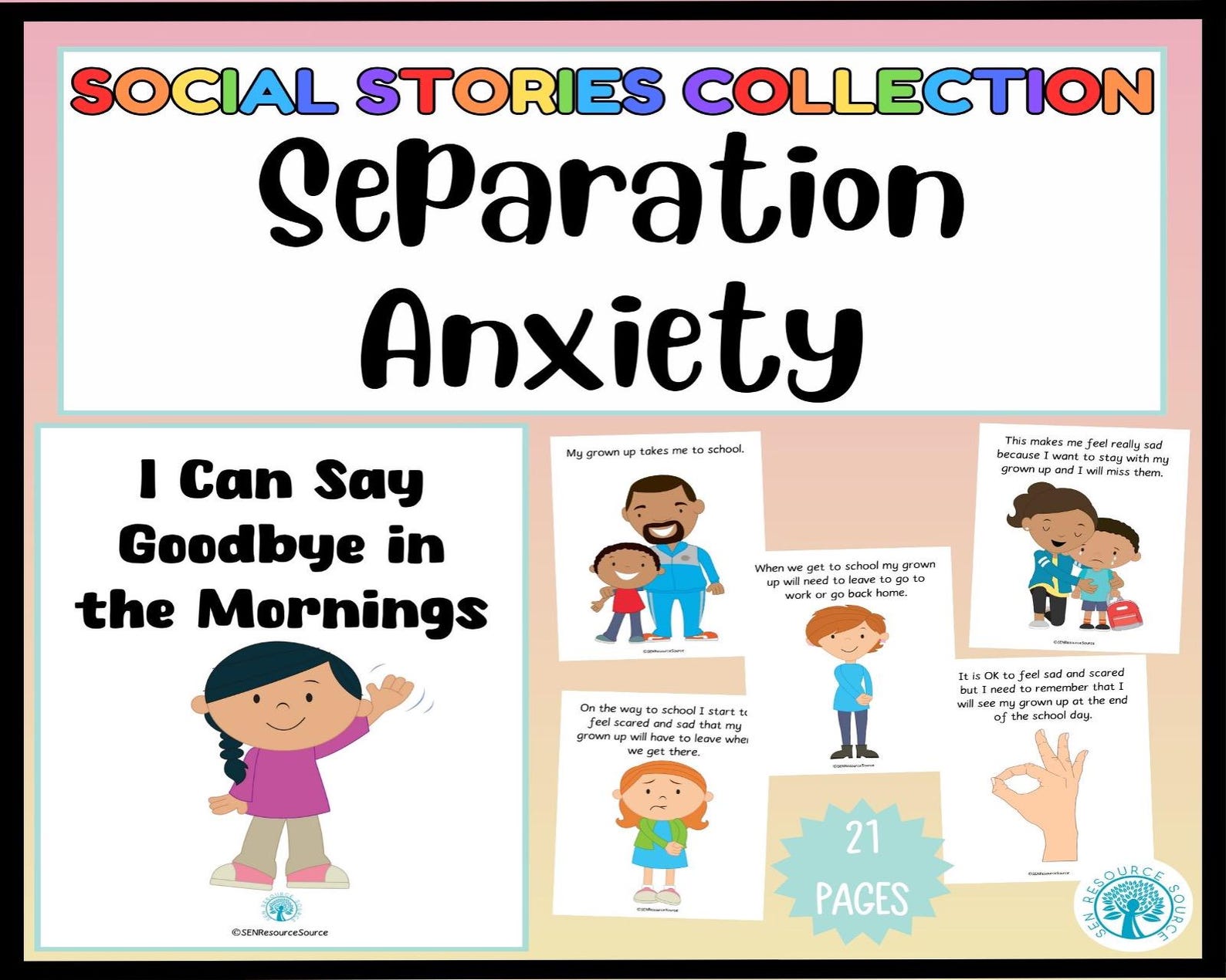 Separation Anxiety Saying Goodbye in the Mornings Social Story - Etsy