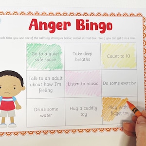 Anger Bingo With Calming Strategies - Etsy