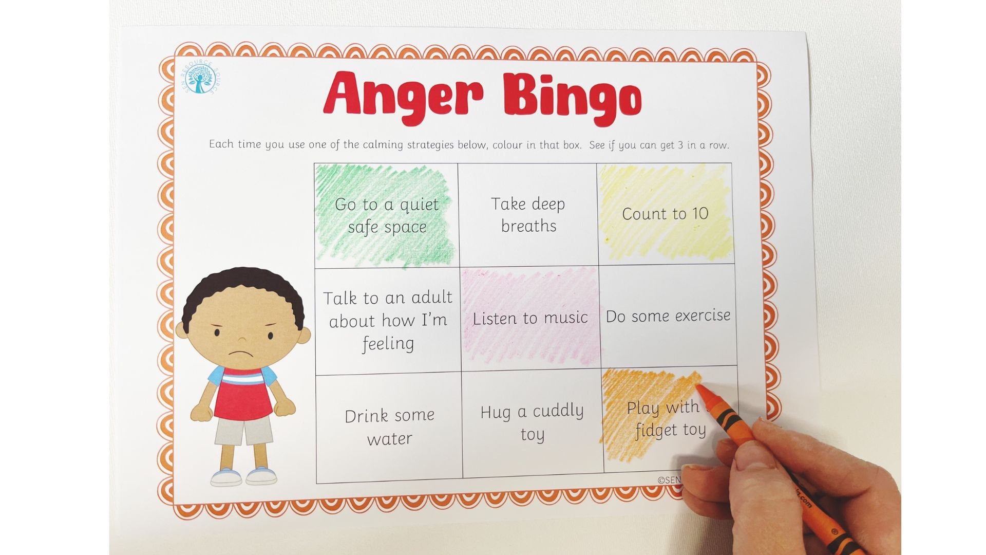Anger Bingo With Calming Strategies - Etsy