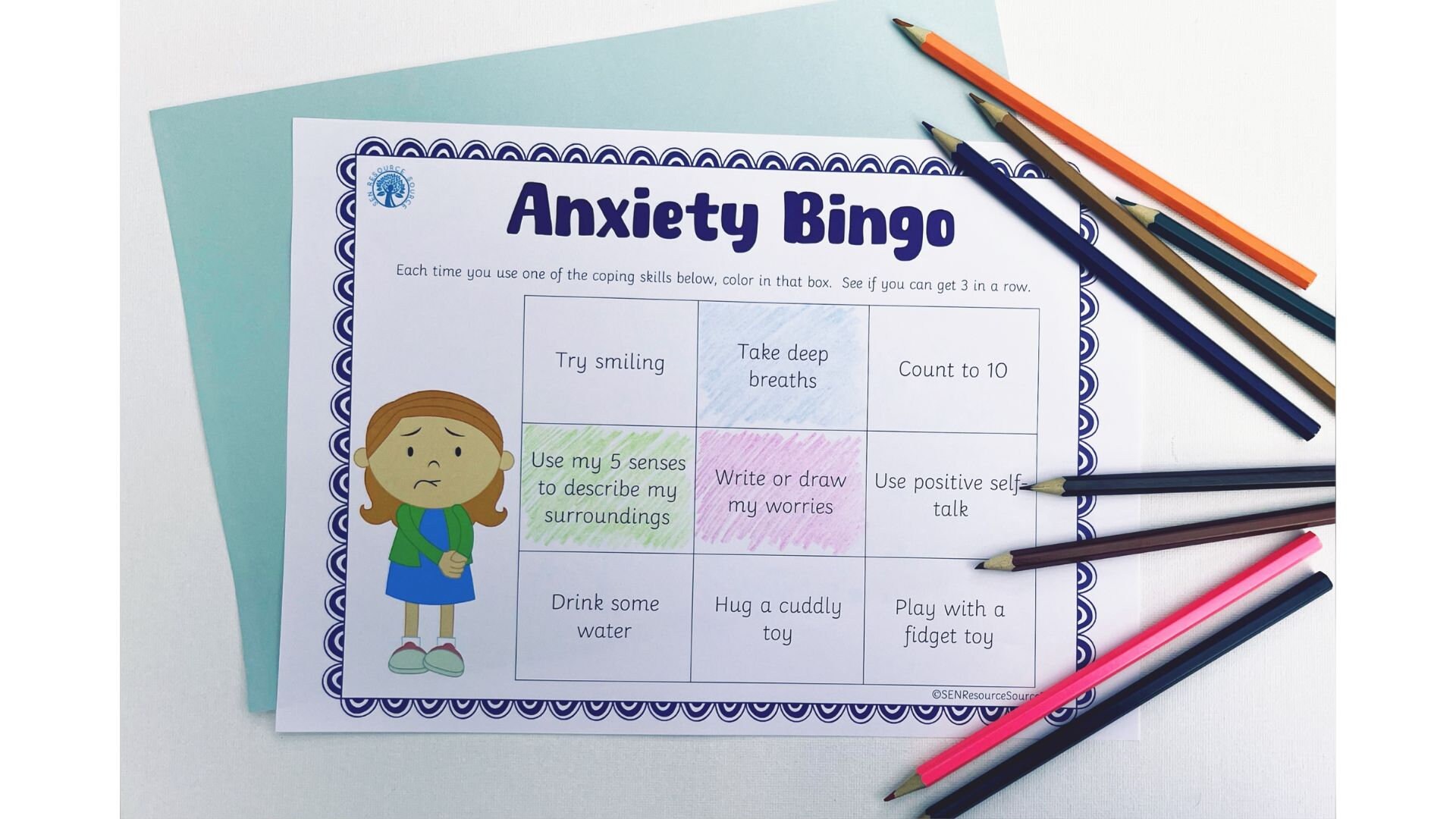 Anxiety Bingo With Calming Strategies - Etsy