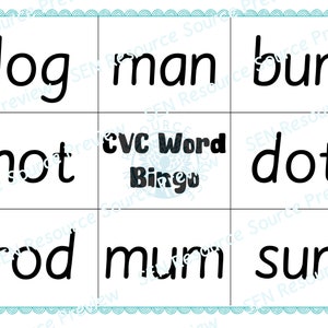 CVC Word and Picture Bingo - Etsy