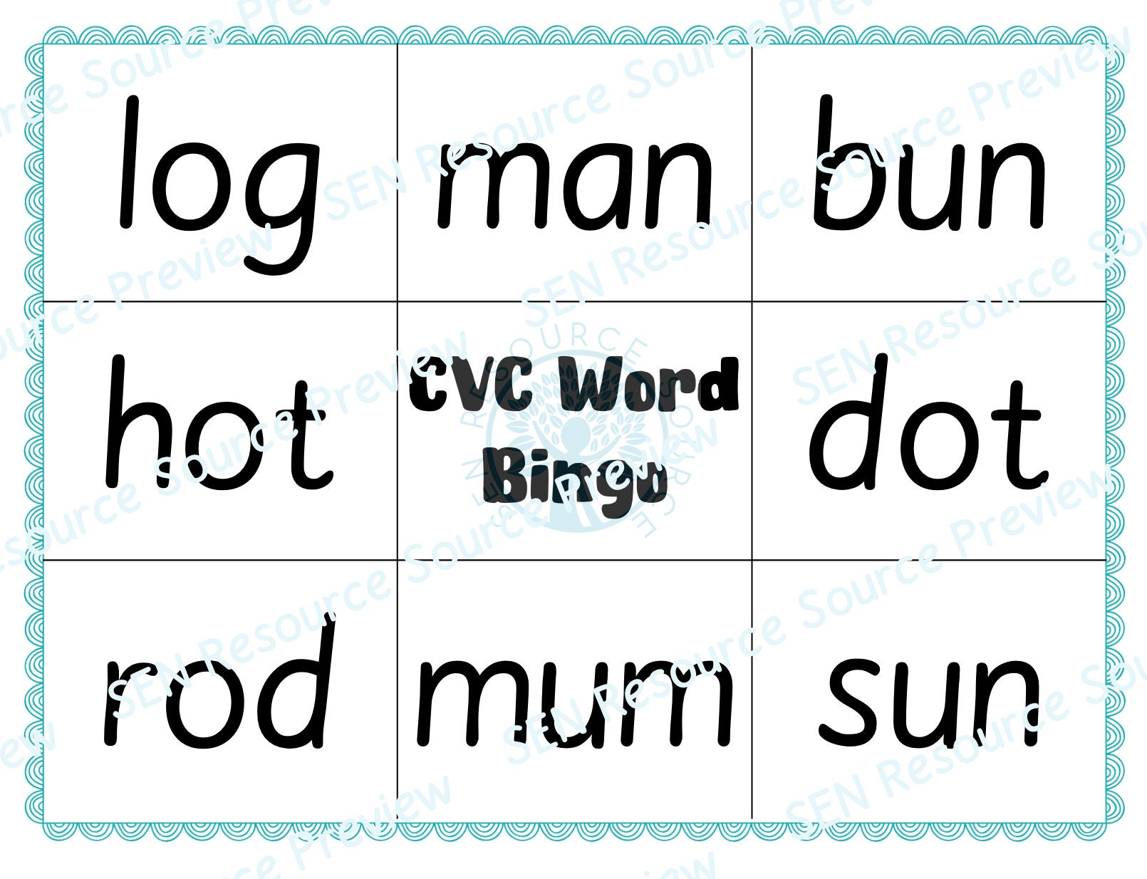 CVC Word and Picture Bingo - Etsy