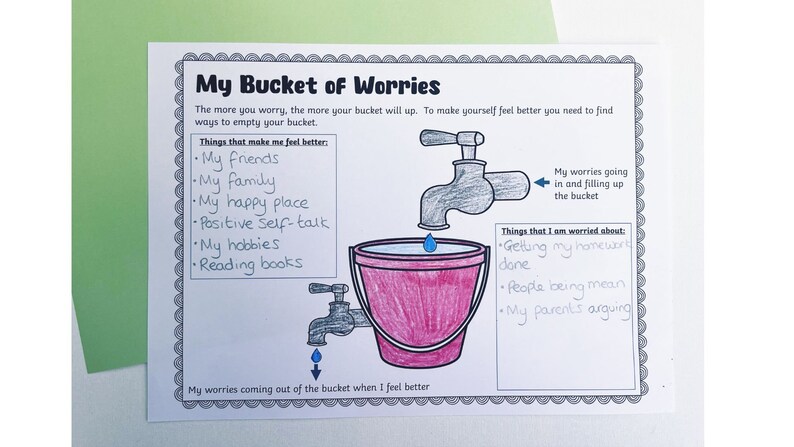 My Bucket of Worries Worksheet - Etsy