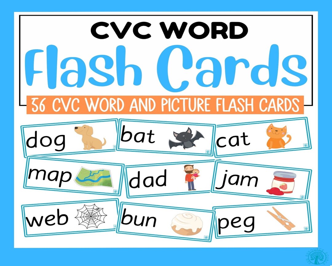 CVC Word and Picture Flash Cards - Etsy