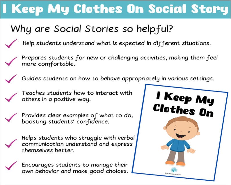 I Keep My Clothes on Social Story - Etsy