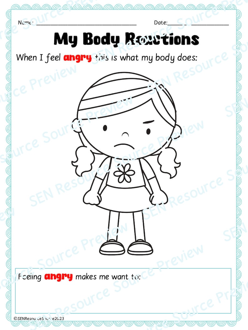 How My Body Reacts to Emotions Worksheets - Etsy