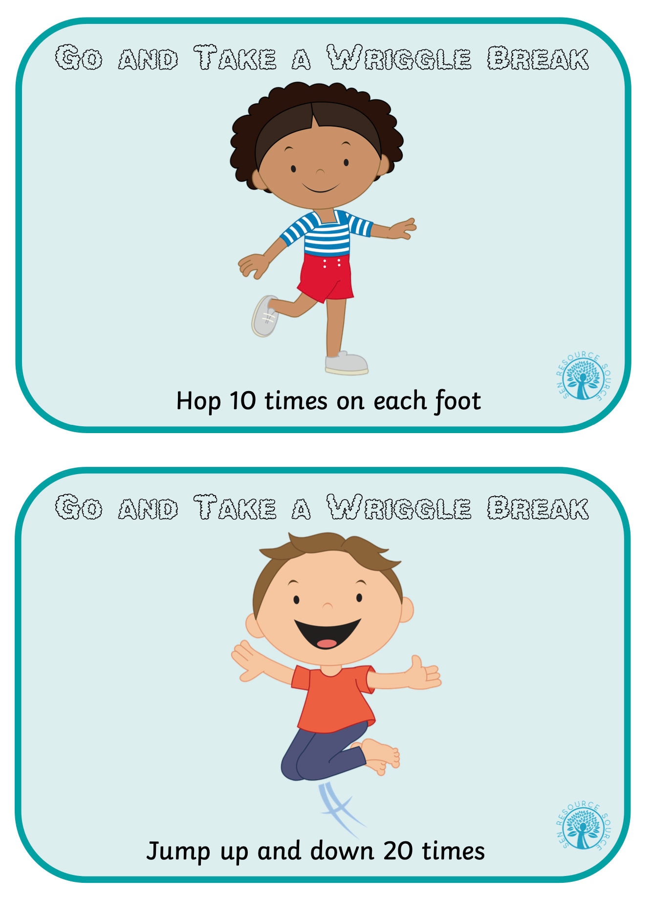 Movement Break Activity Cards for Classroom Behaviour Support, Helpful ...
