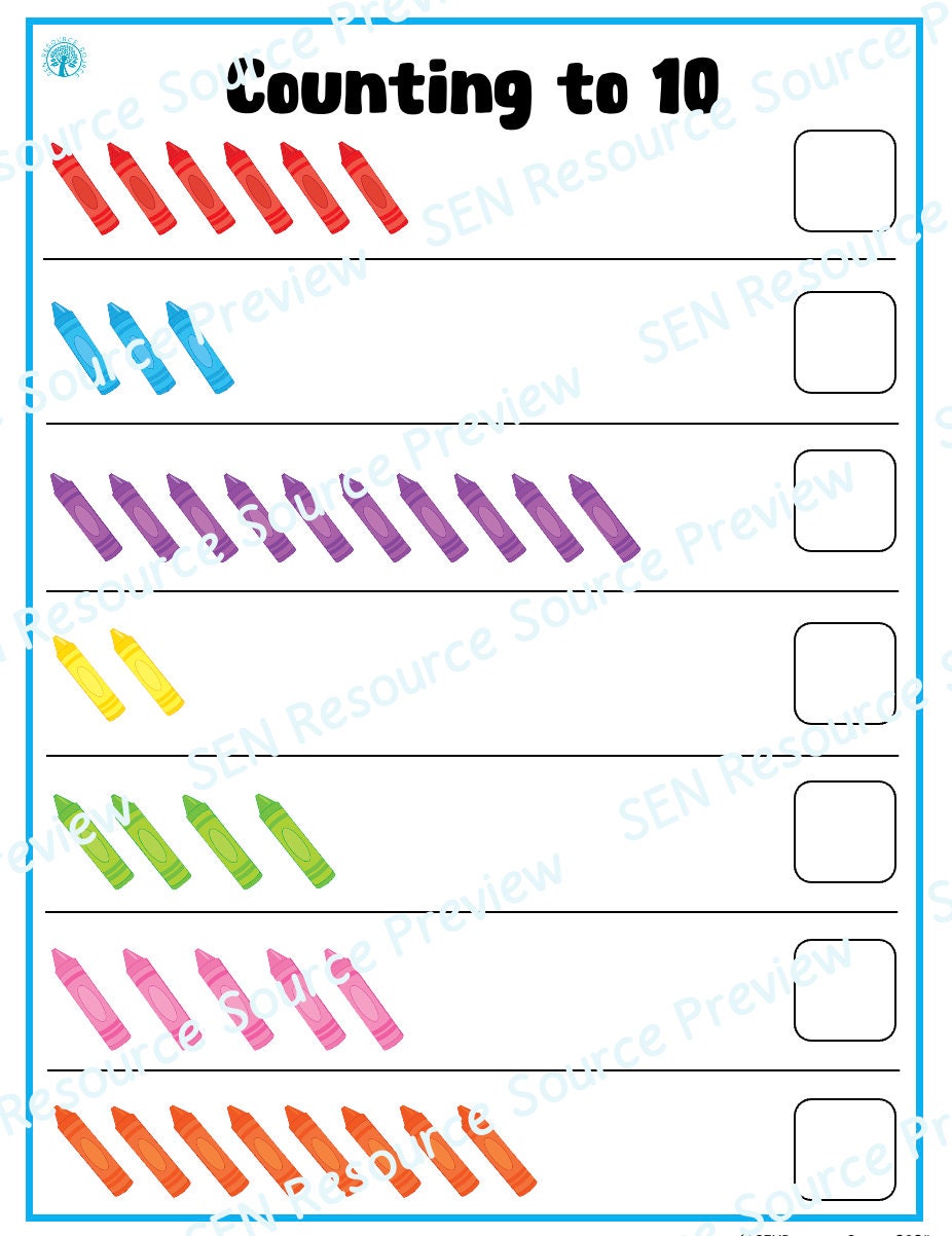 Counting to 10 Worksheets - Etsy