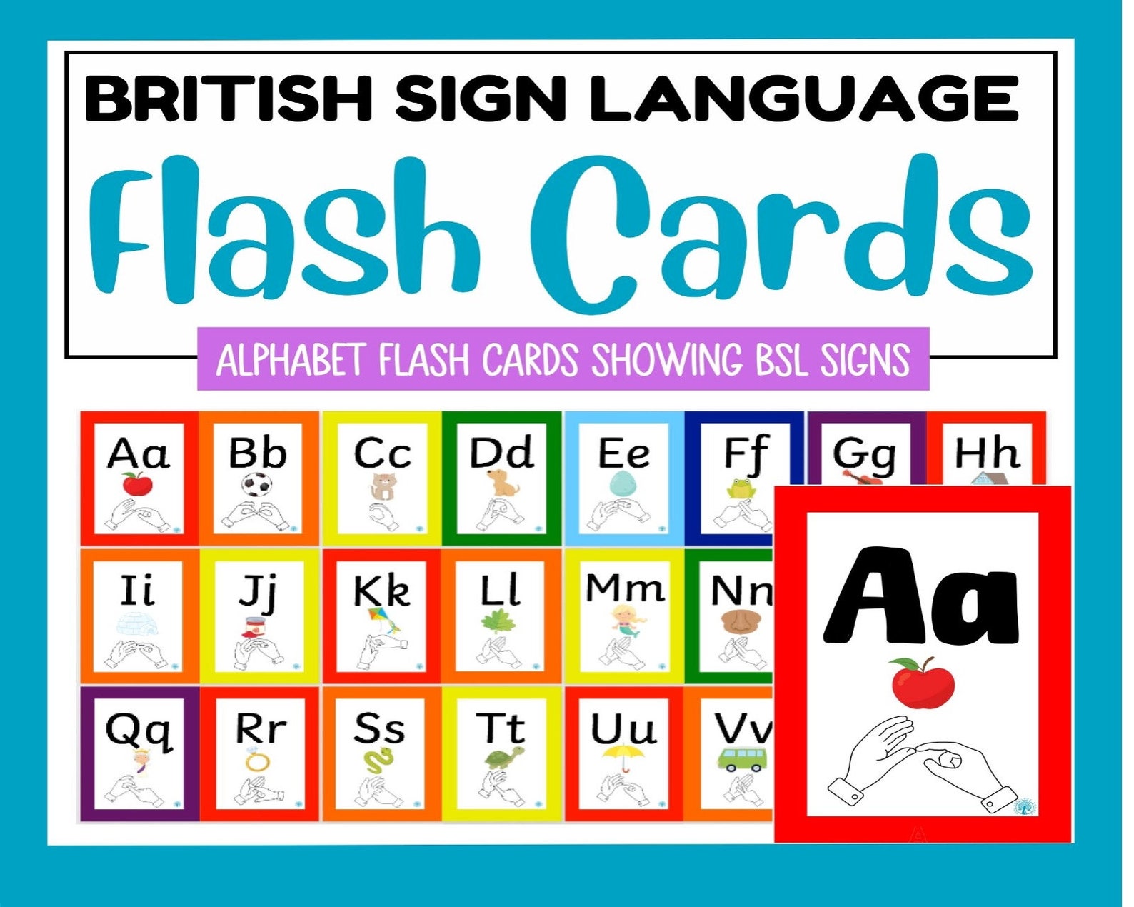 British Sign Language Alphabet Flash Cards - Etsy