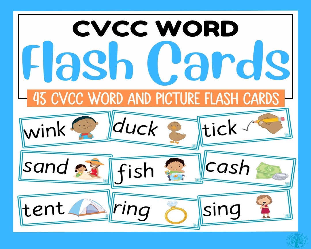 CVCC Word and Picture Flash Cards - Etsy
