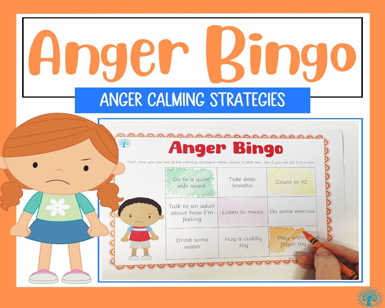 Anger Bingo With Calming Strategies - Etsy