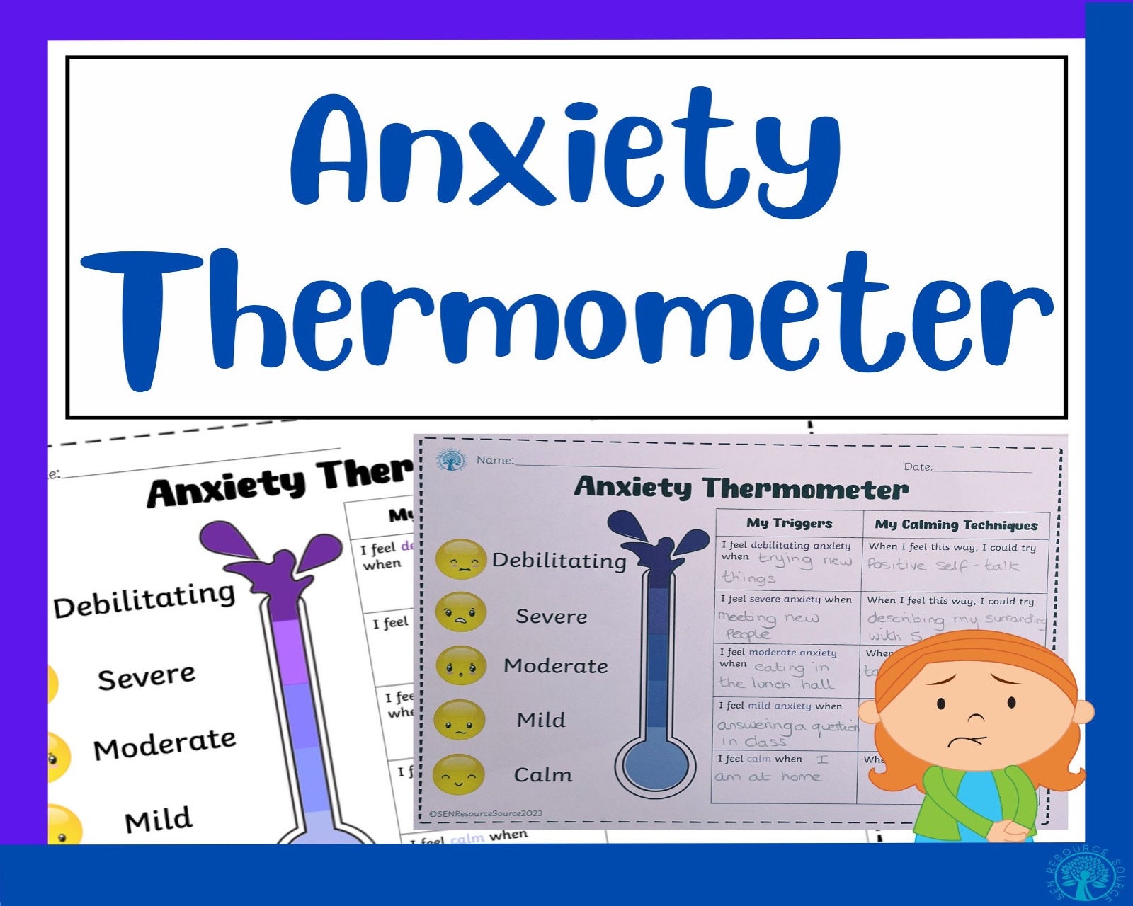 Worry Thermometer Worksheet Mental Health Self Help Resources | Inner