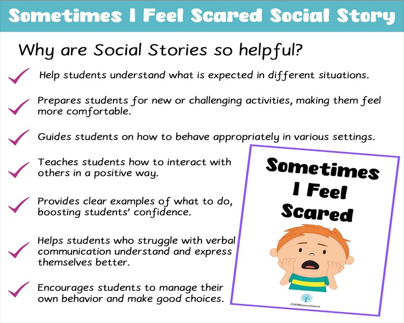 Sometimes I Feel Scared Social Story - Etsy