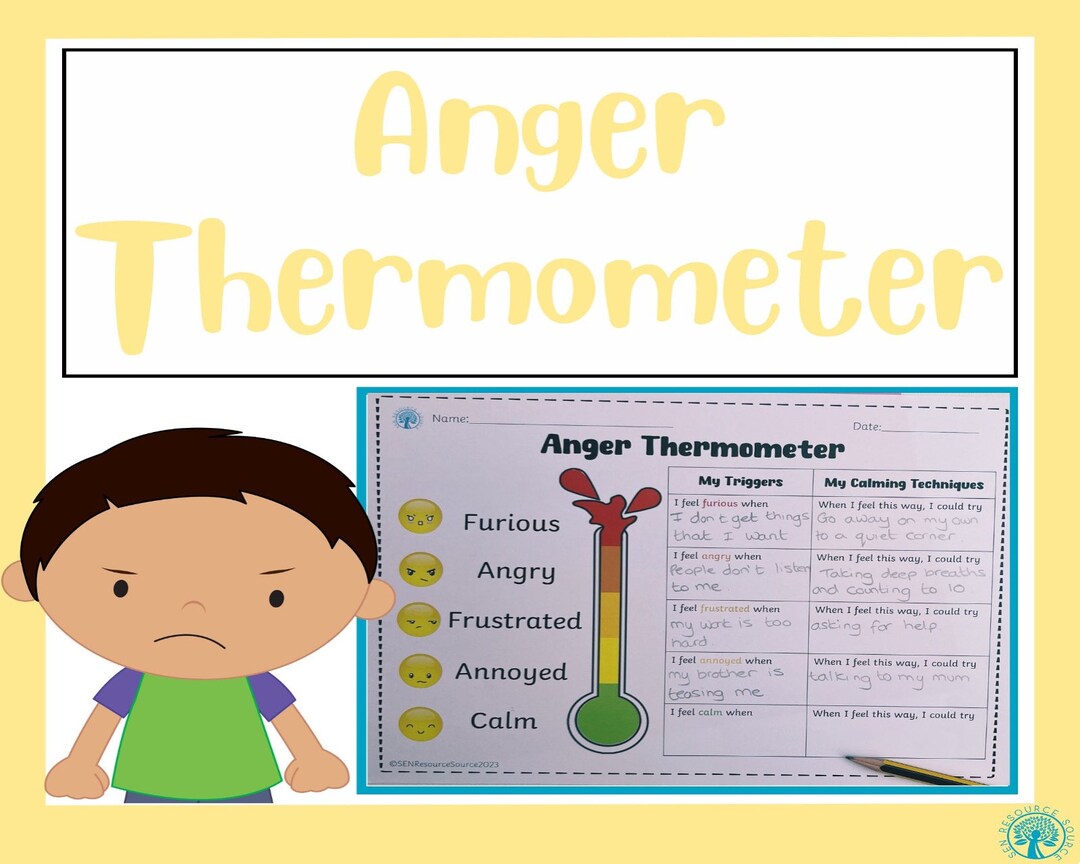 Anger Thermometer Worksheet - Etsy