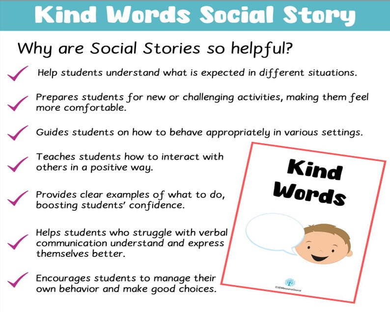 Kind Words Social Story - Etsy