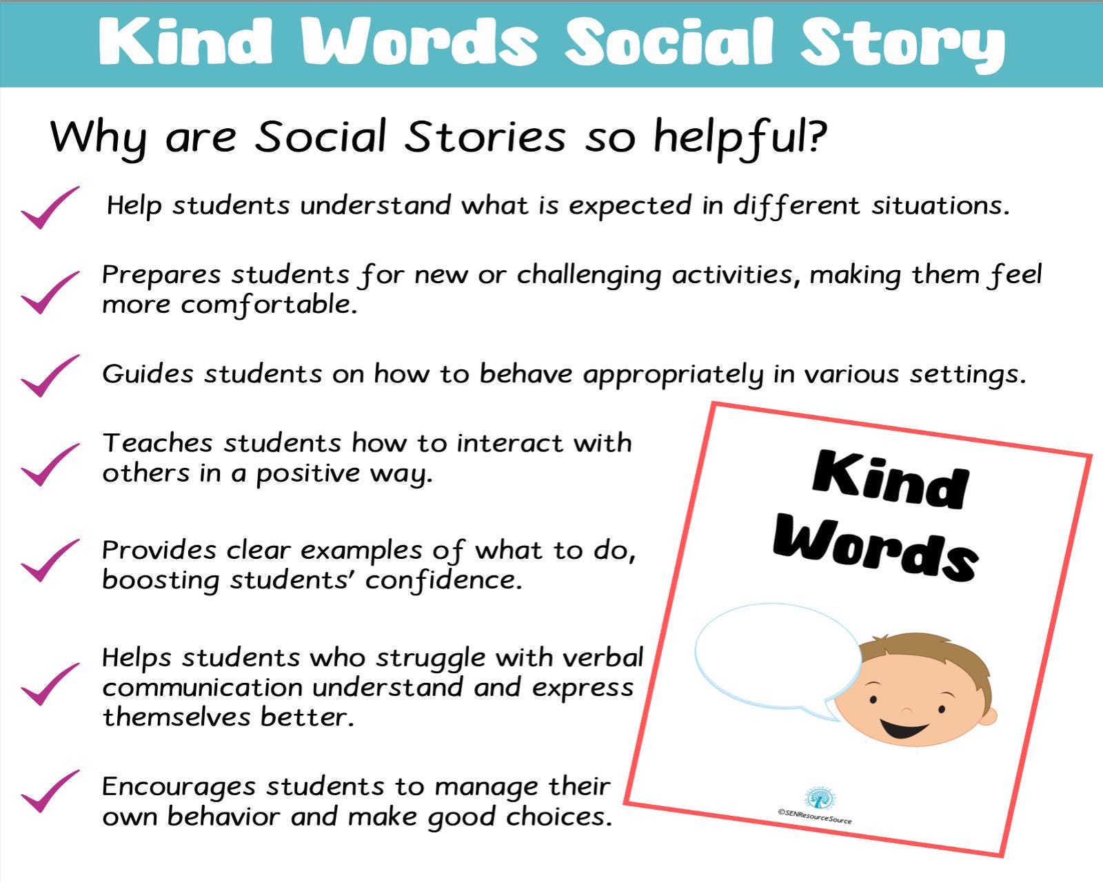 Kind Words Social Story - Etsy