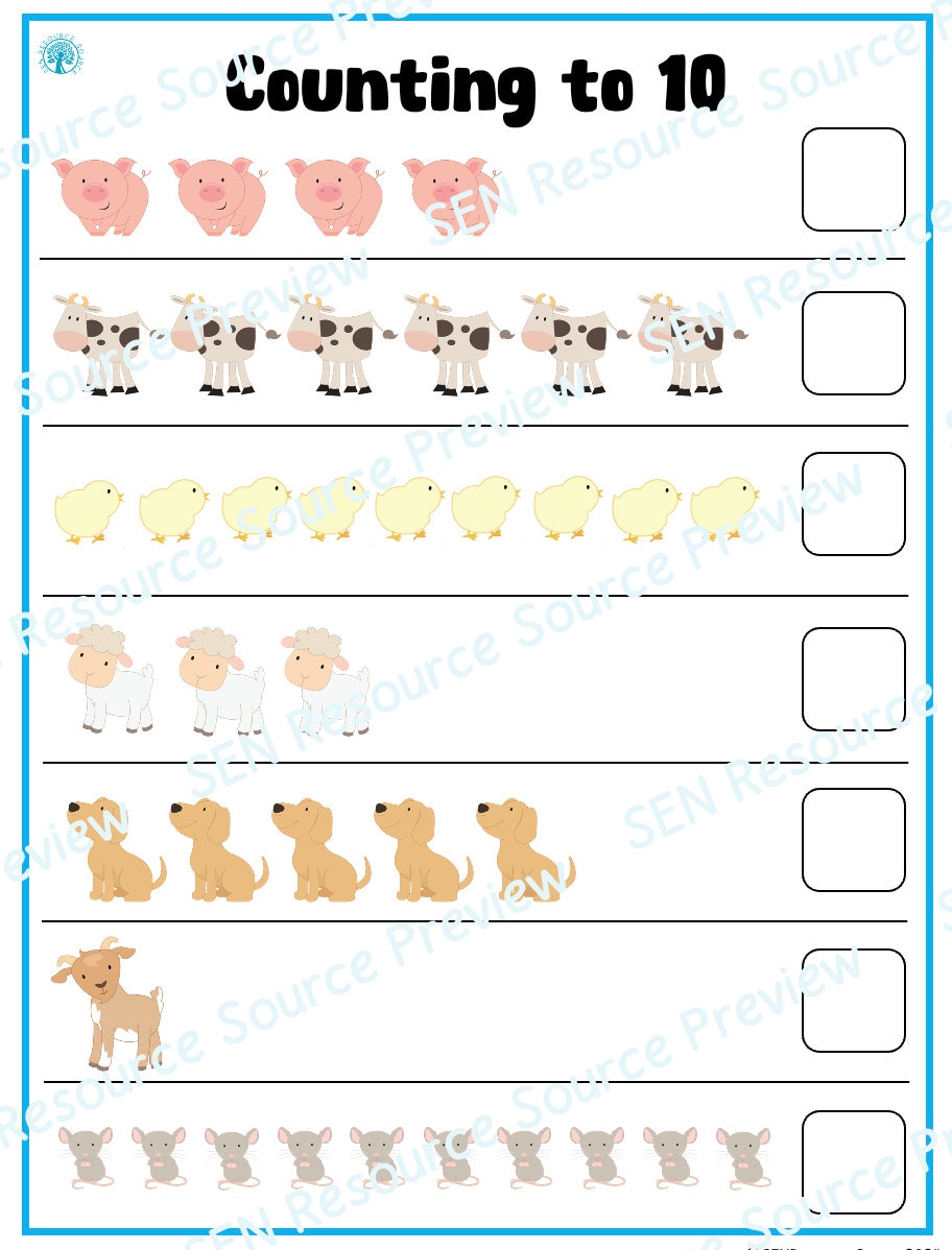 Counting to 10 Worksheets - Etsy