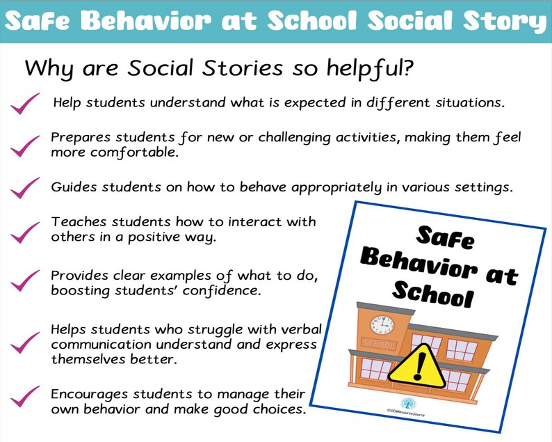 Safe Behaviour at School; Social Story - Etsy