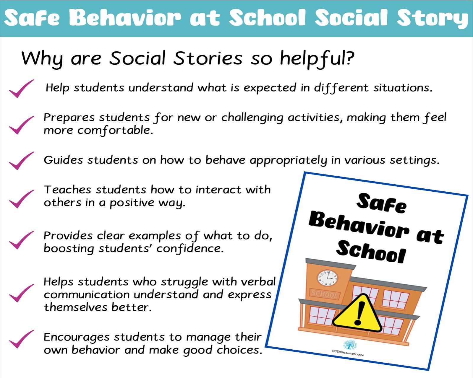 Safe Behaviour at School; Social Story - Etsy