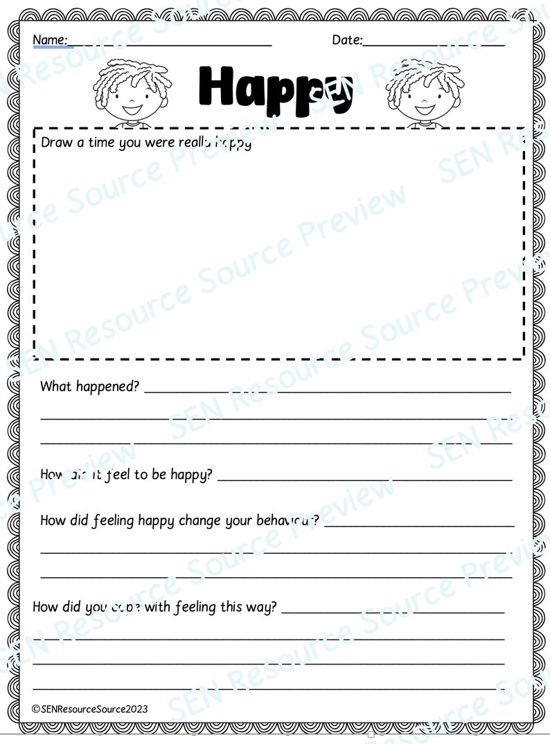 Describing My Emotions Worksheets - Etsy