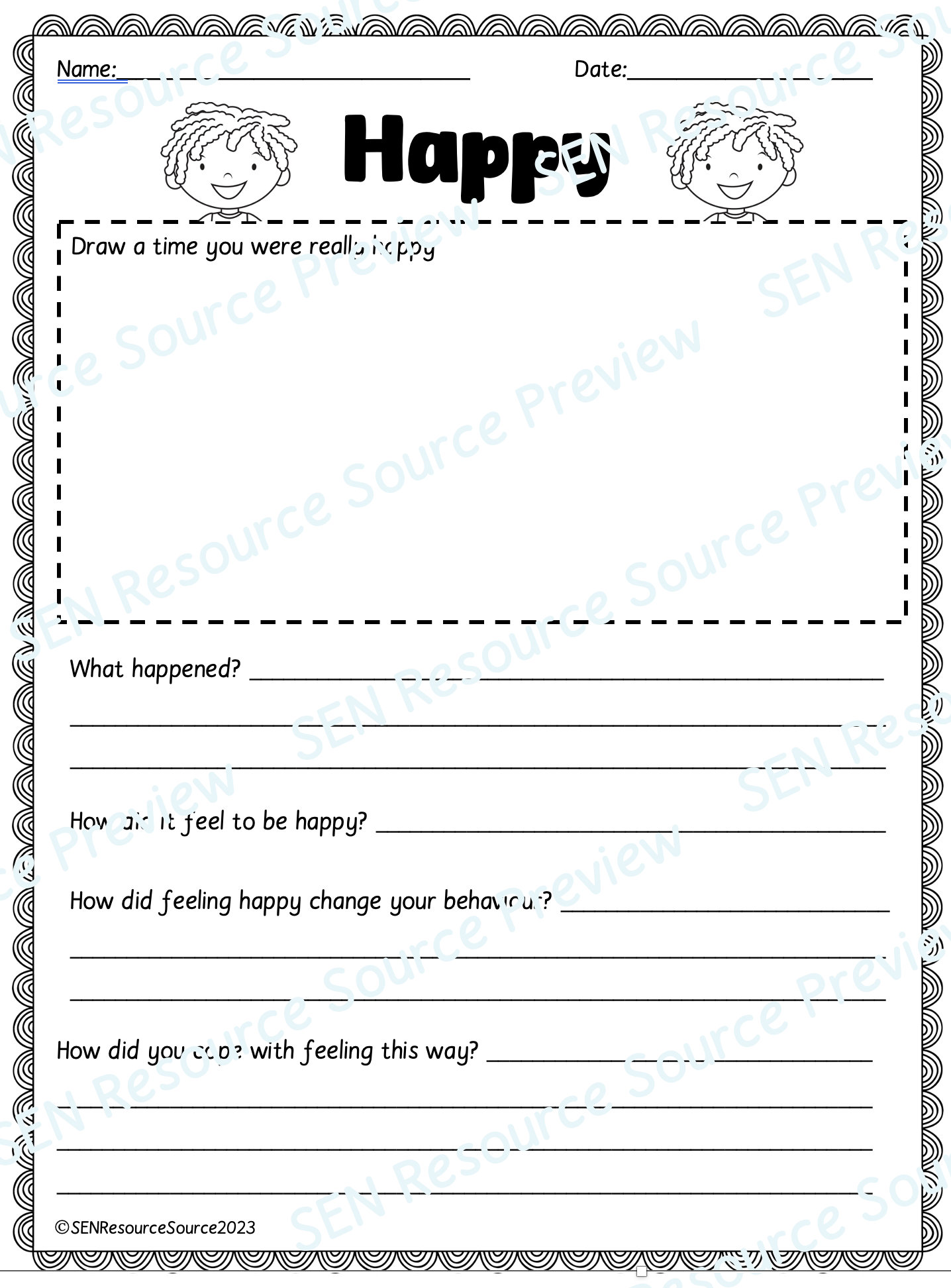 Describing My Emotions Worksheets - Etsy