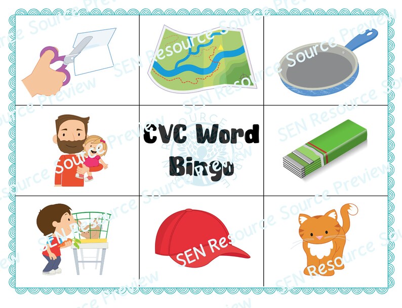 CVC Word and Picture Bingo - Etsy