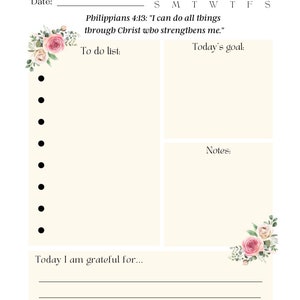Daily Planner Printable With Bible Verses | Floral Planner | Daily ...
