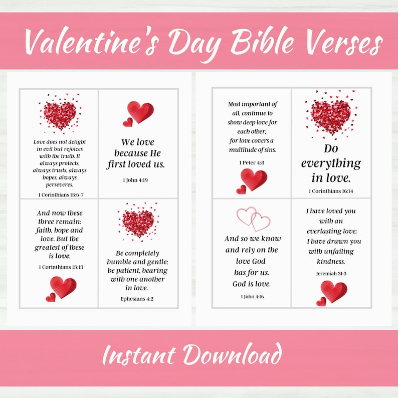 Valentine's Day Bible Verse Cards | Love Bible Verses | Scripture Cards ...