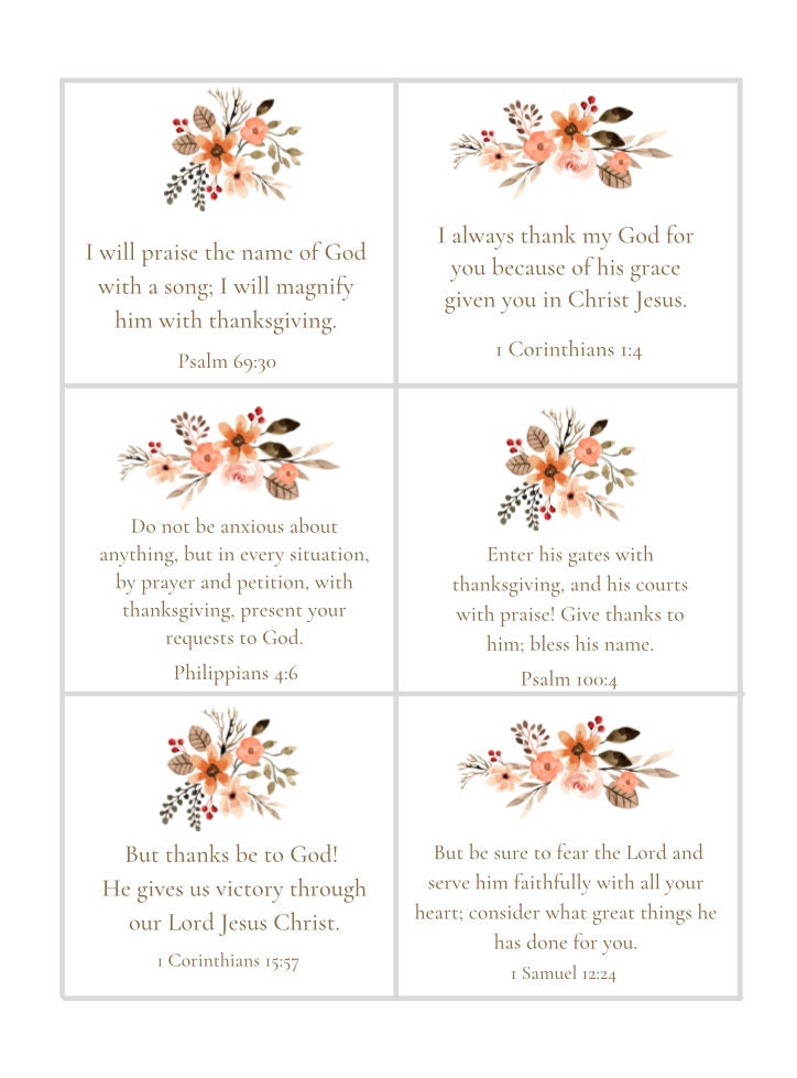 12 Thanksgiving Scripture Cards | Digital Download | Thankful Bible ...