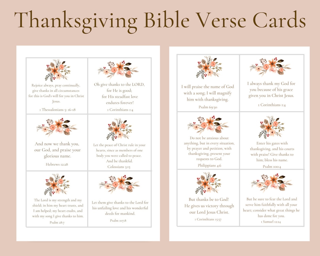 12 Thanksgiving Scripture Cards | Digital Download | Thankful Bible ...