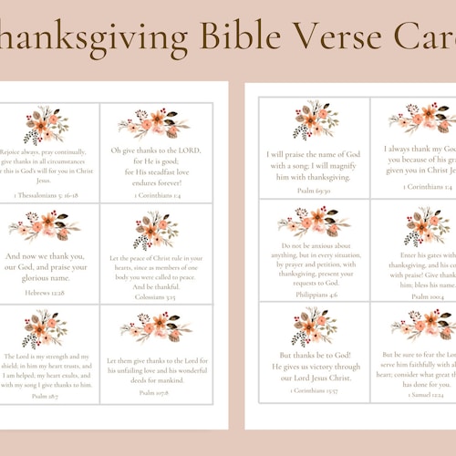 Thanksgiving Scripture Cards Fall Bible Verse Cards - Etsy