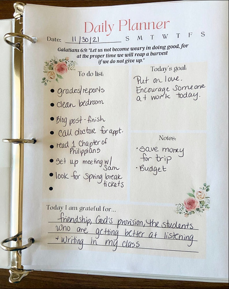 Daily Planner Printable With Bible Verses | Floral Planner | Daily ...