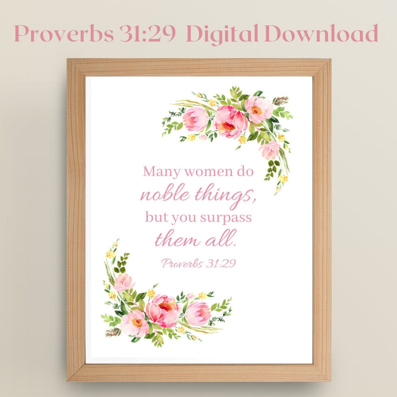 Proverbs 31 Bible Verse Wall Art | Printable Scripture | Floral Bible ...