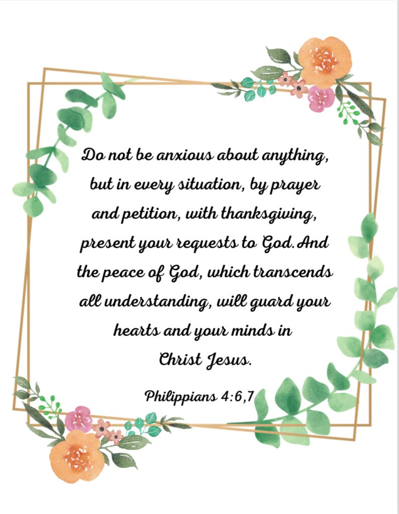 Philippians 4:6,7 Do Not Be Anxious Bible Verse | Digital Download ...