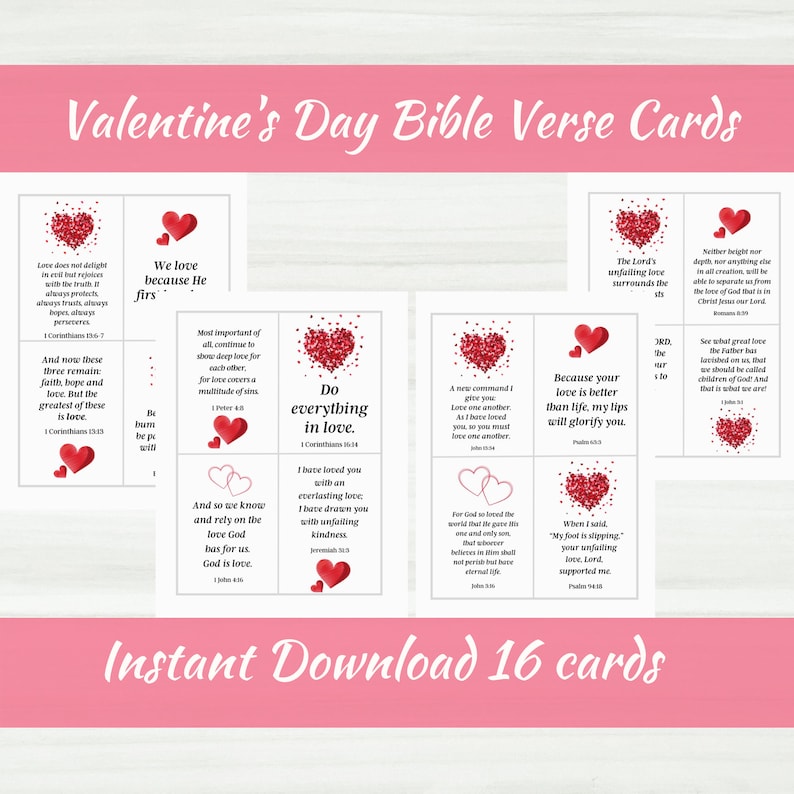 Valentine's Day Bible Verse Cards | Love Bible Verses | Scripture Cards ...