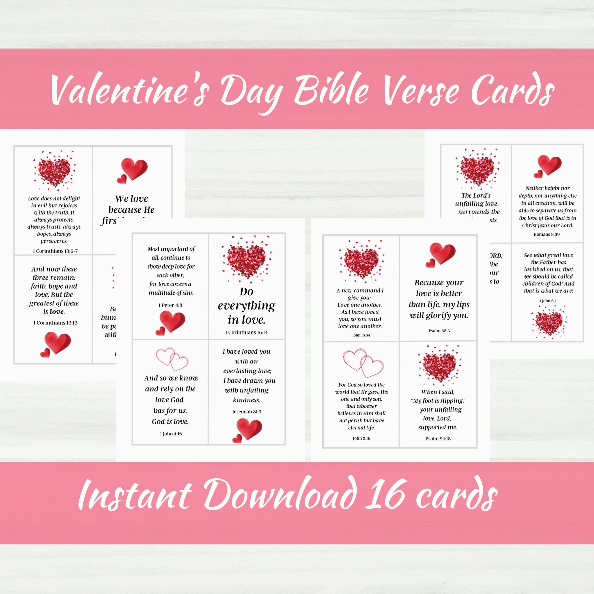 Valentine's Day Bible Verse Cards | Love Bible Verses | Scripture Cards ...