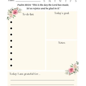 Daily Planner Printable With Bible Verses | Floral Planner | Daily ...