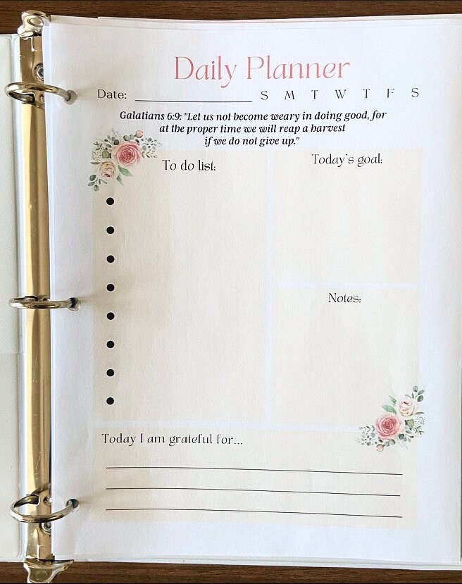 Daily Planner Printable With Bible Verses | Floral Planner | Daily ...
