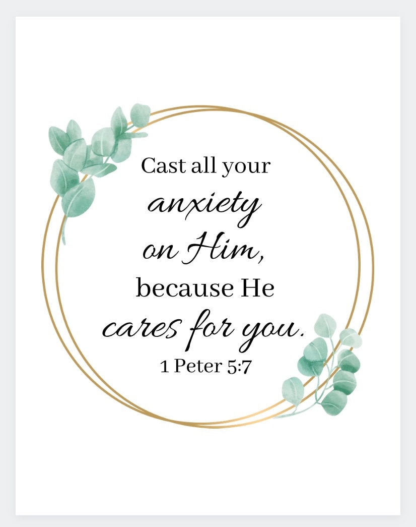 1 Peter 5:7 Cast All Your Anxiety on Him| Digital Download | Bible ...