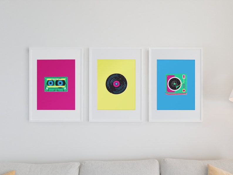 90s Retro Wall Art Set, Neon 90s Art Prints, Downloadable 90s Art, 90s ...