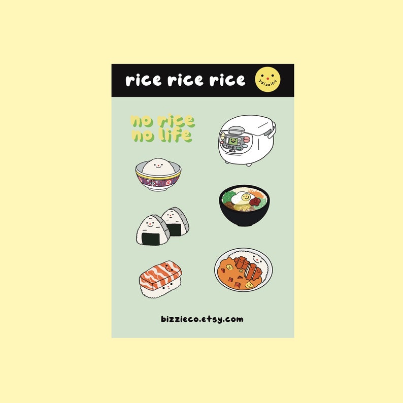Rice Rice Rice Cute Kawaii Decal Bujo Deco Journal Sticker Sheet - Etsy
