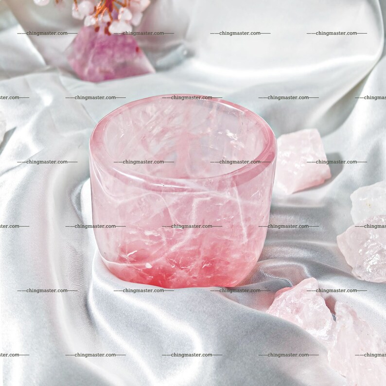 Rose Quartz Cup and Saucer A Rich Pink Deep Pink Love Stone Crystal Mug ...
