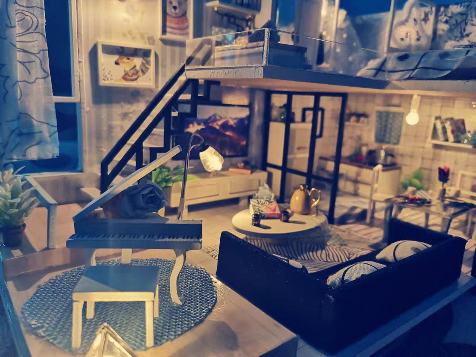 DIY Miniature Dollhouse Kit Time Loft Apartment With Doll ,with Light ...