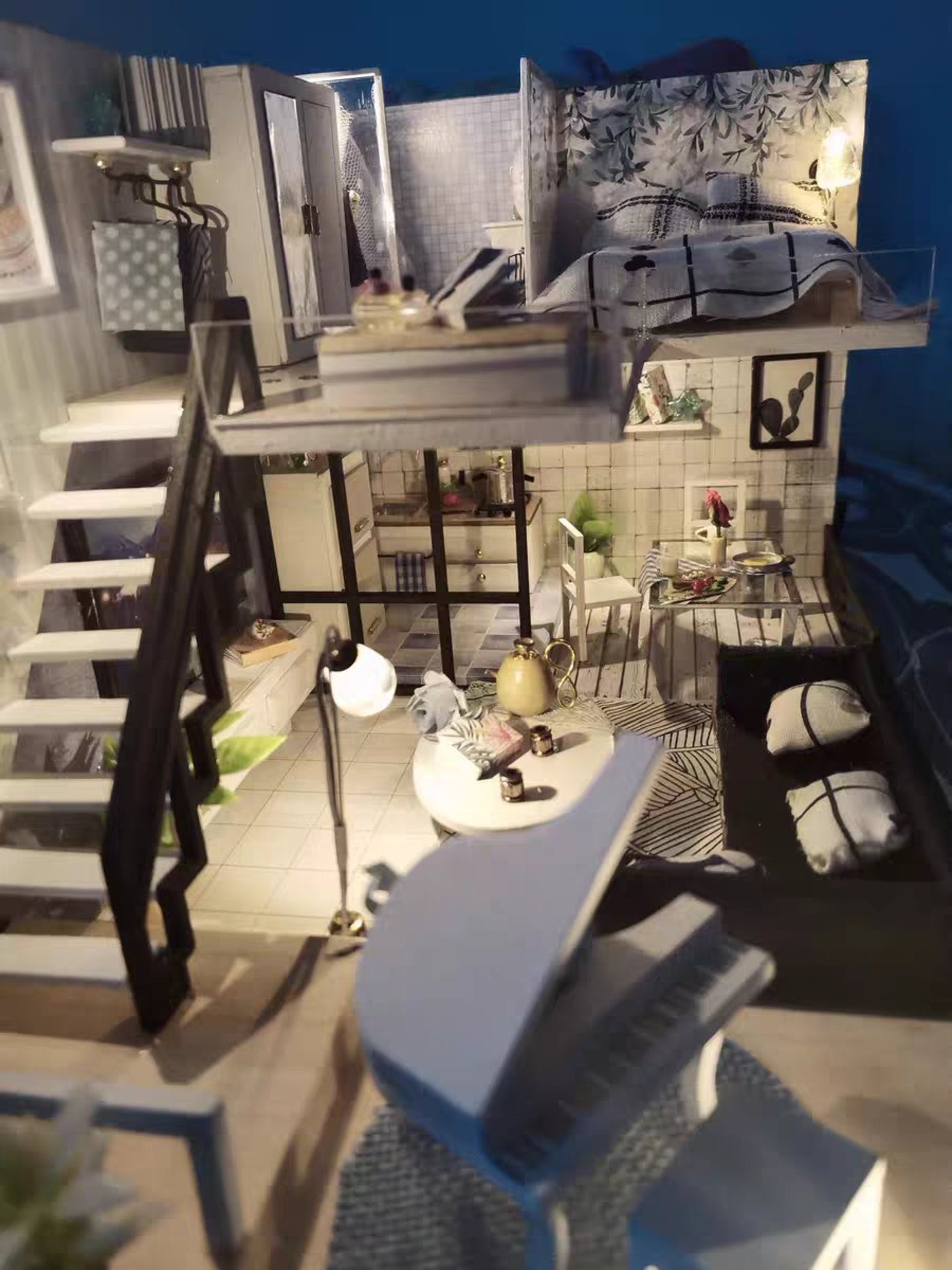 DIY Miniature Dollhouse Kit Time Loft Apartment With Doll ,with Light ...