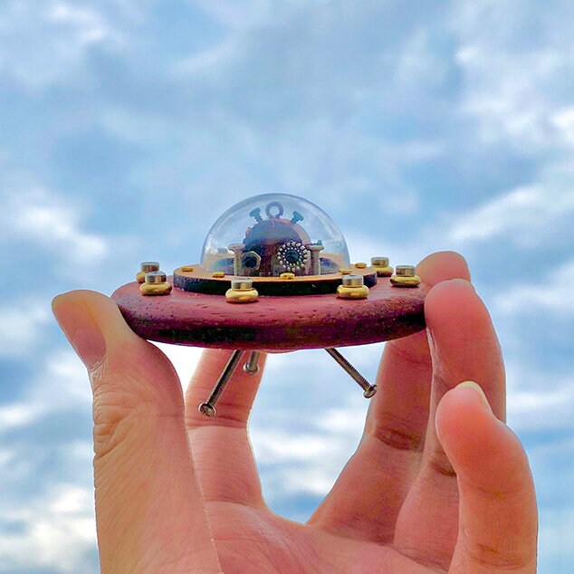 Wooden Spaceshipufo Steampunk Toy Handmade Figurine Knick Knack for ...