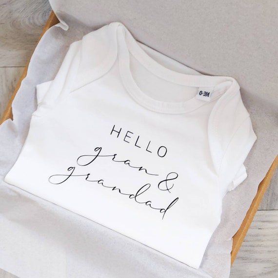 Hello Gran & Grandad Baby Bodysuit / Babygrow Announcement | Etsy Australia