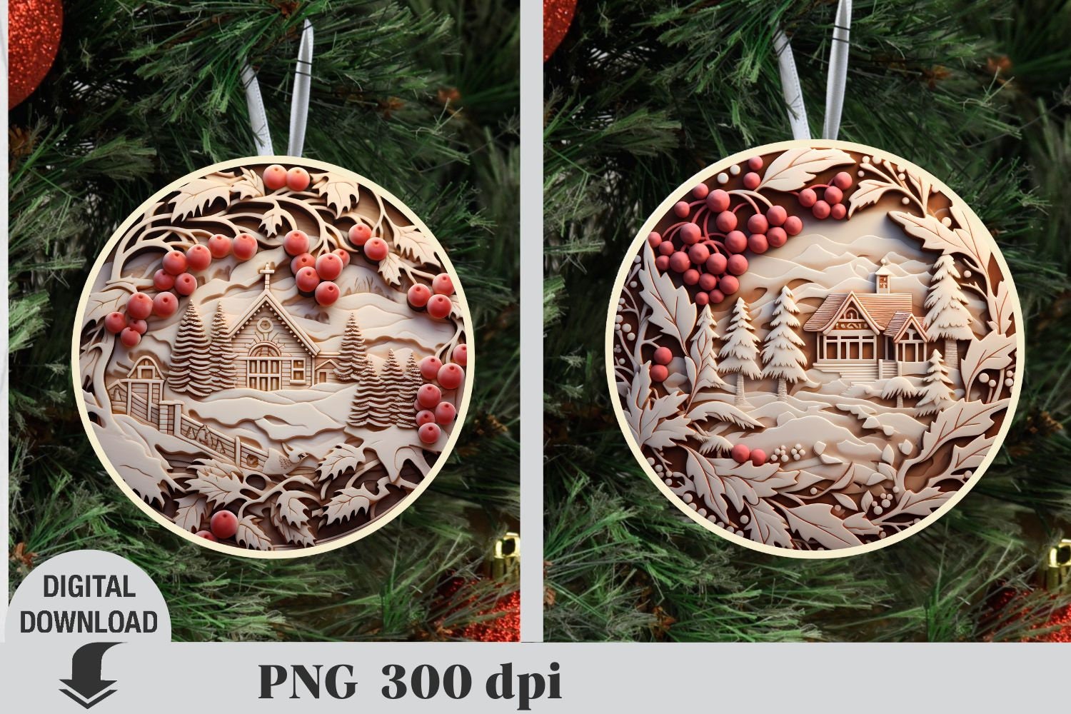 3D Christmas Ornaments Sublimation, Ornaments Bundle, Christmas ...