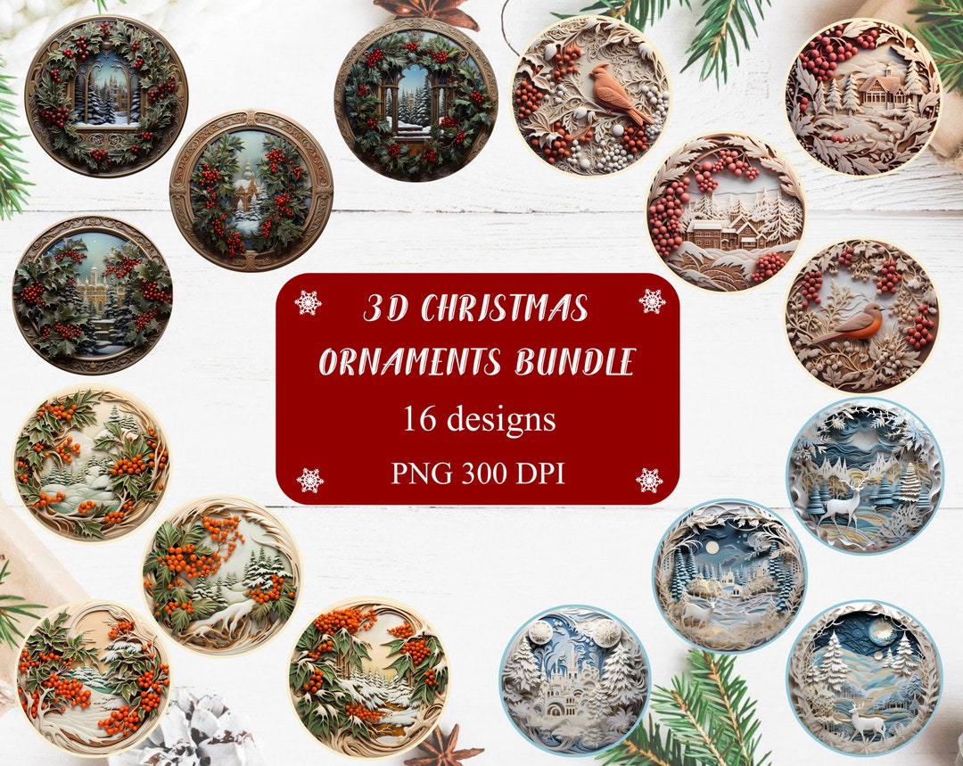3D Christmas Ornaments Sublimation, Ornaments Bundle, Christmas ...